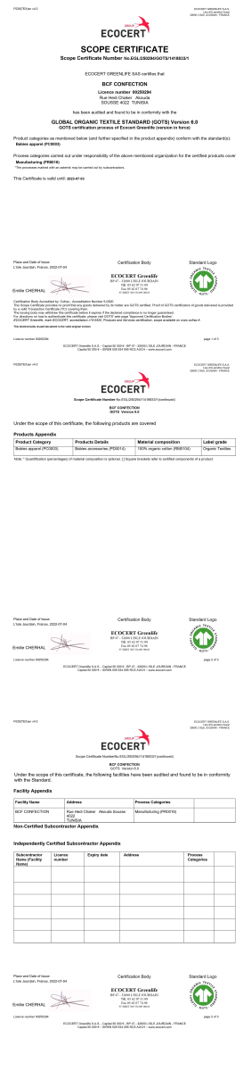 GOTS certificate. Natural fibres of organic agriculture, textile ...